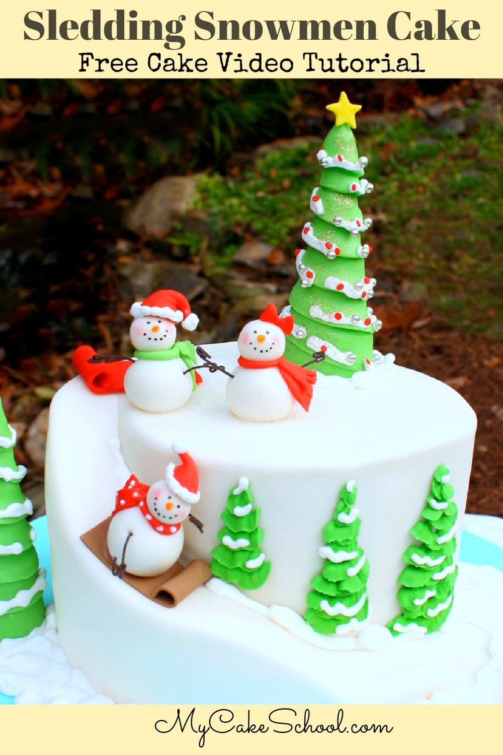 Sledding Snowmen Cake Video! - My Cake School