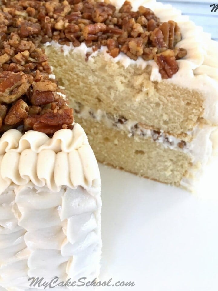 Maple Pecan Layer Cake (Doctored Cake Mix) - My Cake School