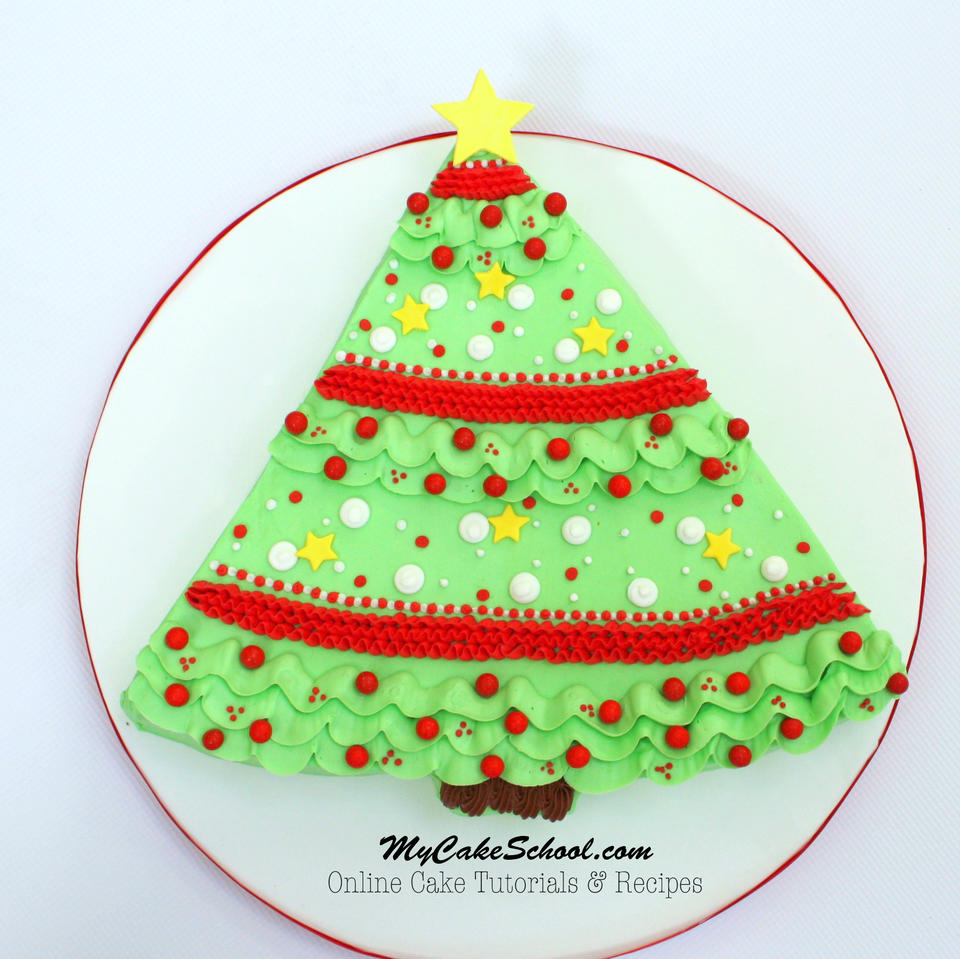 Christmas Tree Sheet Cake- Free Cake Video - My Cake School