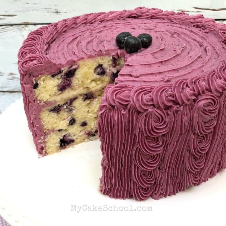 Blueberry Cake with Lemon Cream Cheese Frosting - My Cake School
