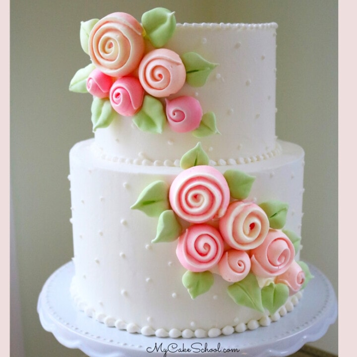 Meringue Roses Cake- Video Tutorial - My Cake School