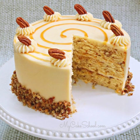 Caramel Pecan Cake - My Cake School