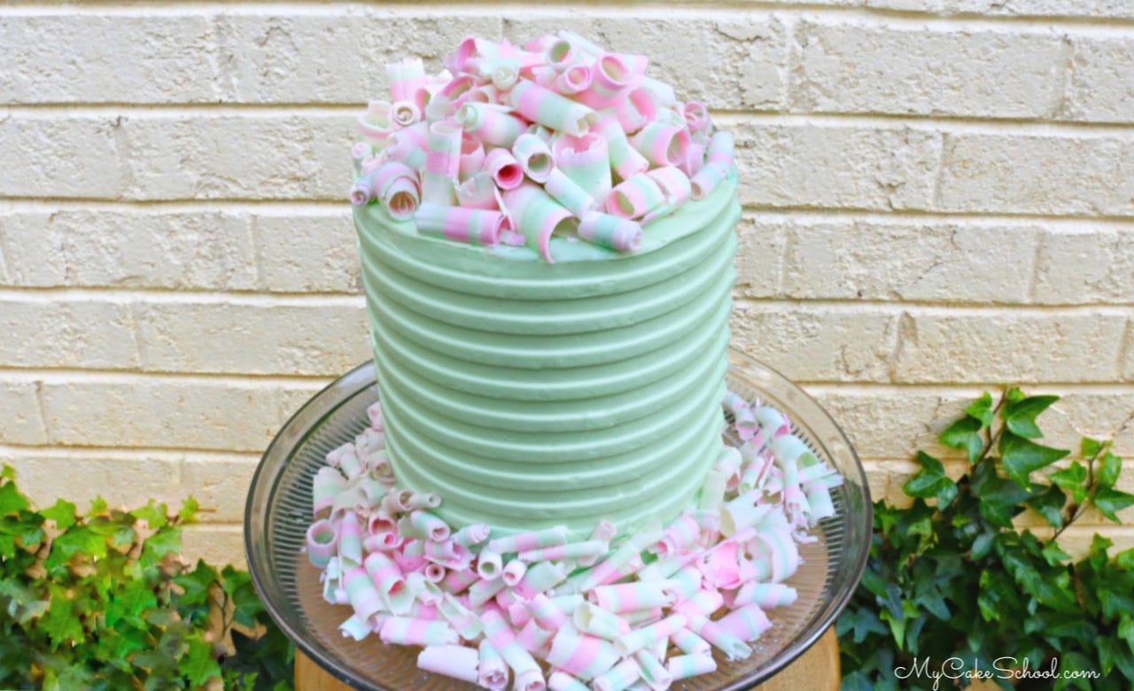 Colorful Striped Chocolate Curls- Cake Tutorial - My Cake School