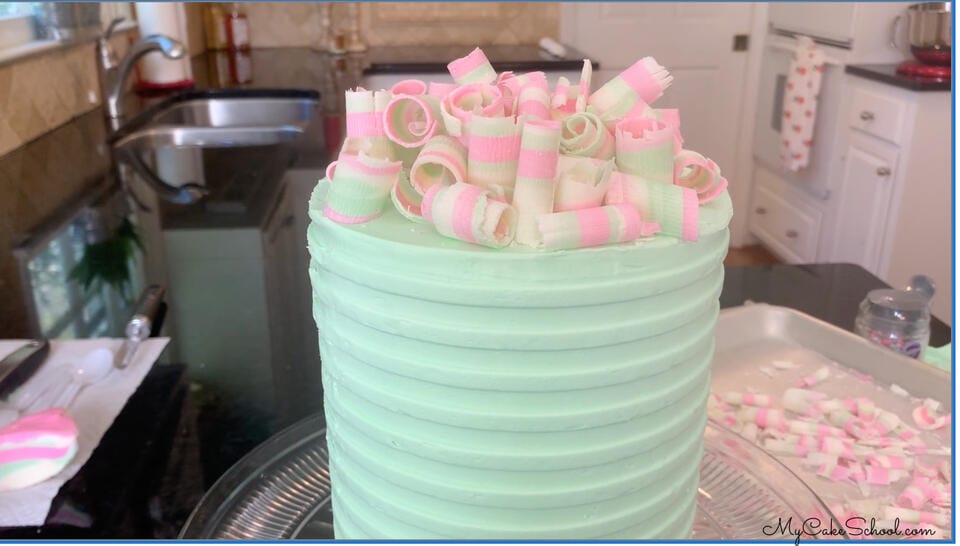 Colorful Striped Chocolate Curls- Cake Tutorial - My Cake School