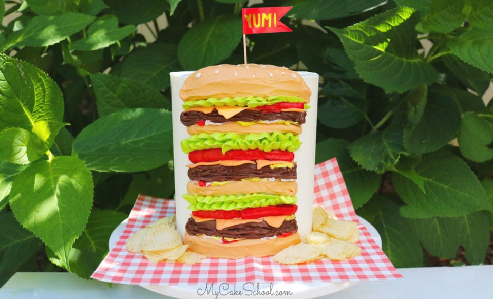 Easy Cheeseburger Cake Tutorial - My Cake School
