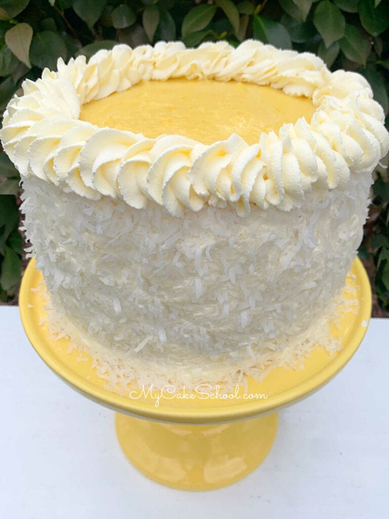 Lemon Coconut Cake with Lemon Curd Filling - My Cake School