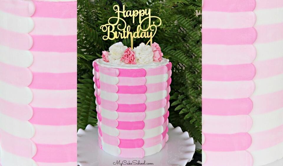 Striped Buttercream Panels Cake - My Cake School