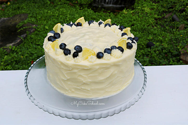 Blueberry Cake with Lemon Cream Cheese Frosting - My Cake School