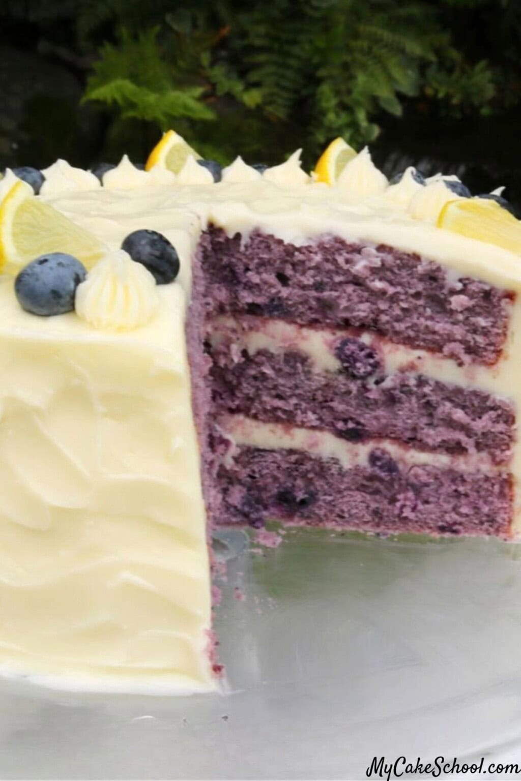 Blueberry Cake with Lemon Cream Cheese Frosting - My Cake School