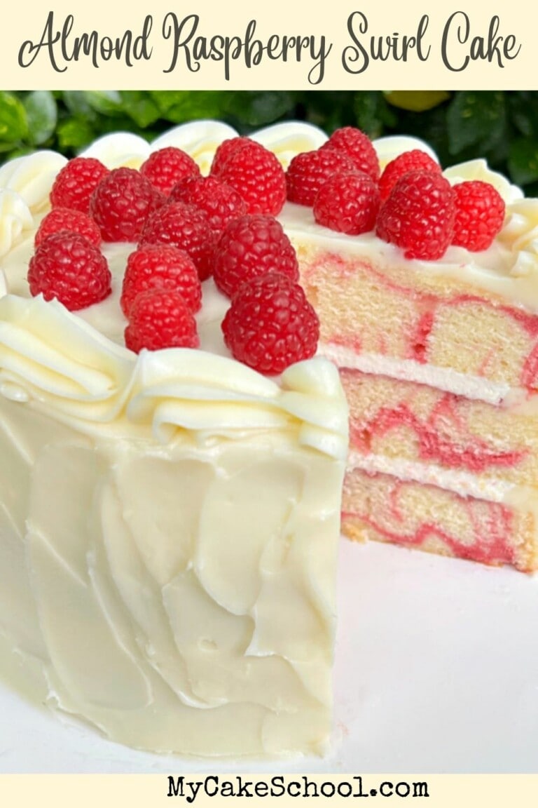 Almond Raspberry Swirl Cake - My Cake School