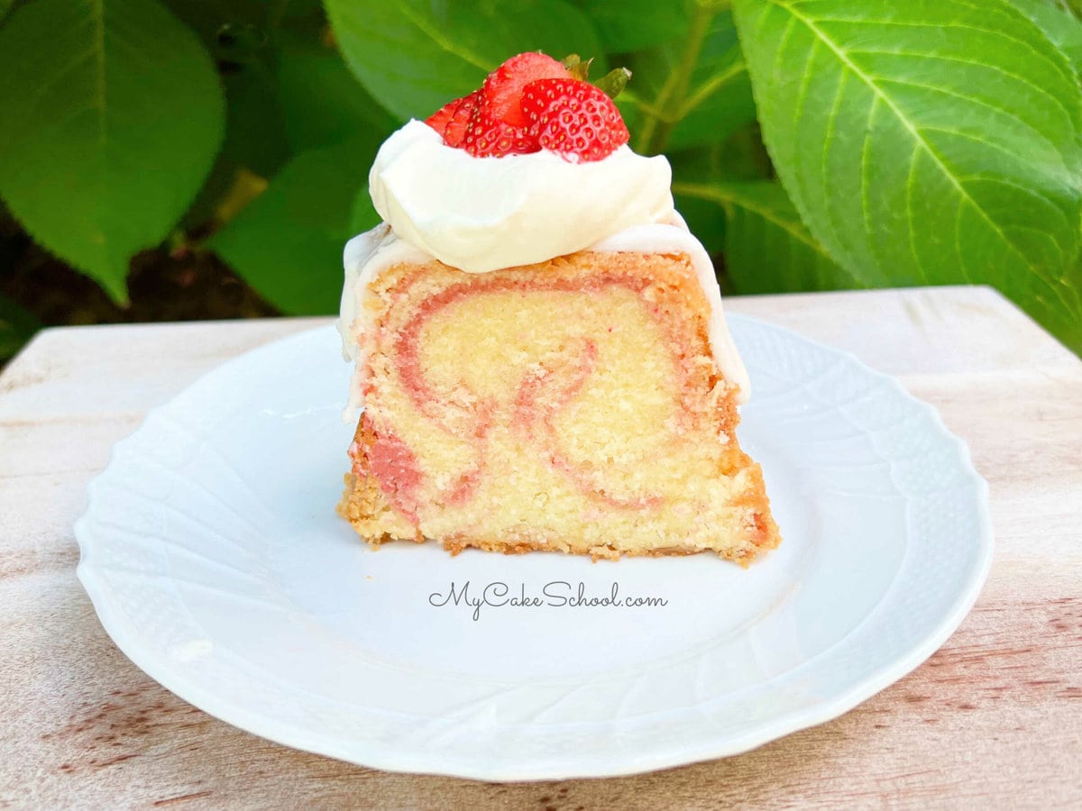 Strawberry Swirl Pound Cake - My Cake School